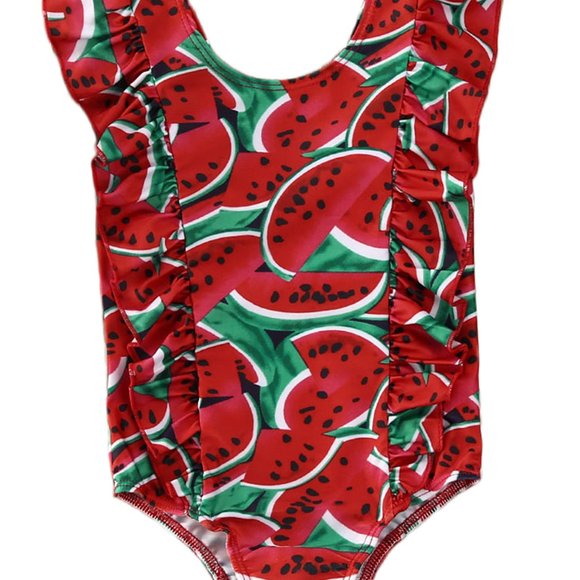 Styles I Love | Swim | Red Watermelon Ruffle Onepiece Little Girl ...